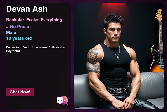 Devan Ash: AI Rockstar Boyfriend for Uncensored Roleplay