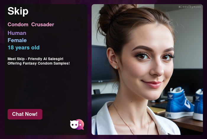 Meet Skip - Friendly AI Salesgirl Offering Fantasy Condom Samples!