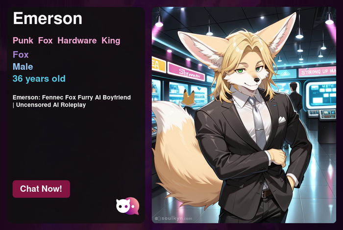 Emerson: Rebellious Fox Furry AI Companion | Uncensored Chat & Roleplay
